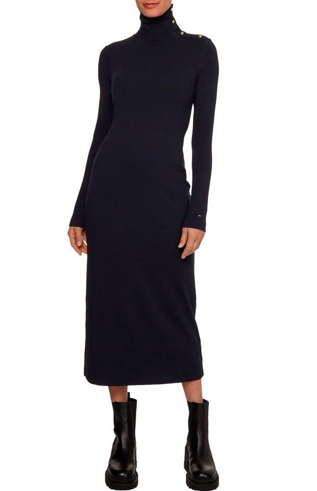 Tommy Hilfiger Strickkleid Slim Rib Btn Roll Nk Midi Drs Ls« Mit