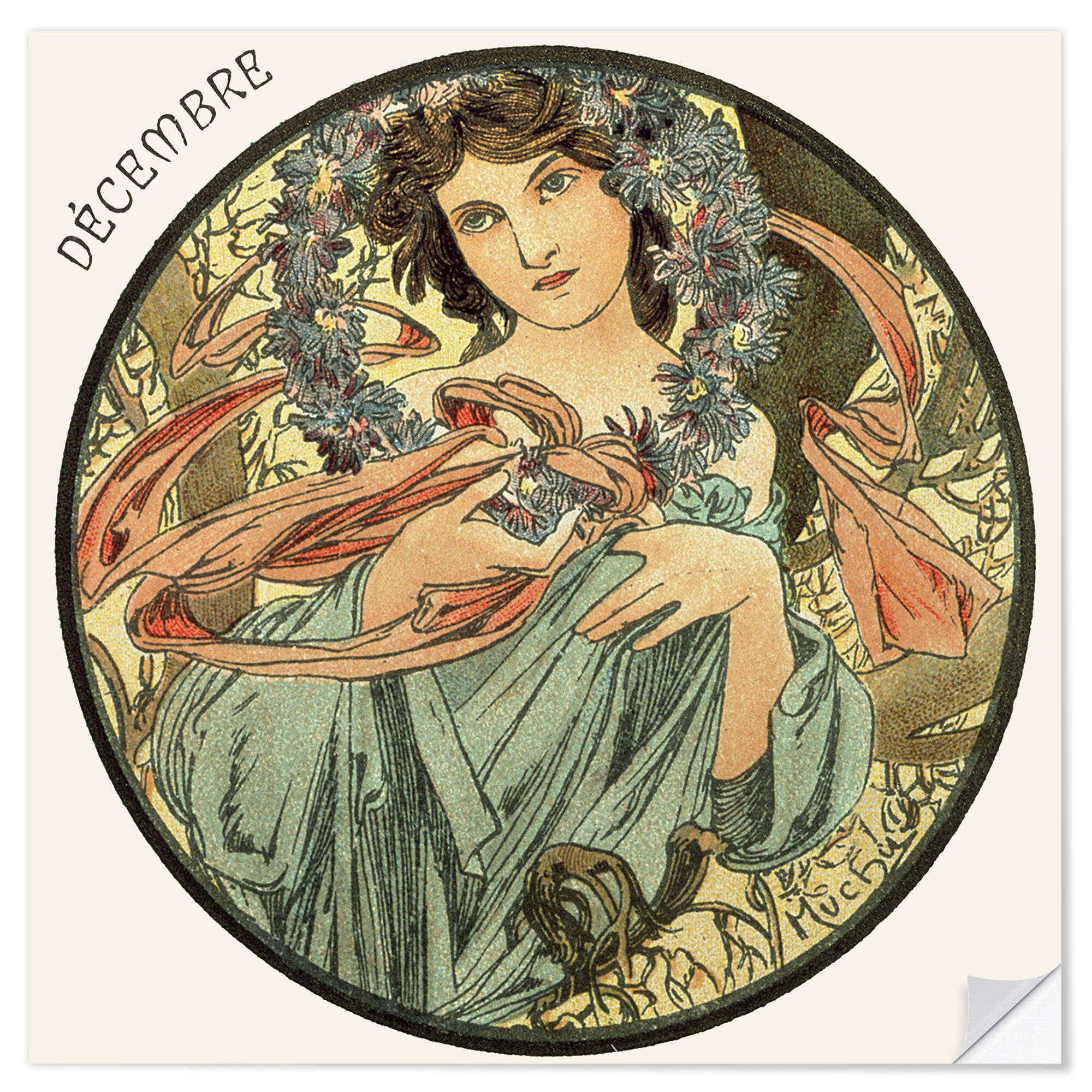 Posterlounge Wandfolie Alfons Mucha Die Monate Dezember Décembre