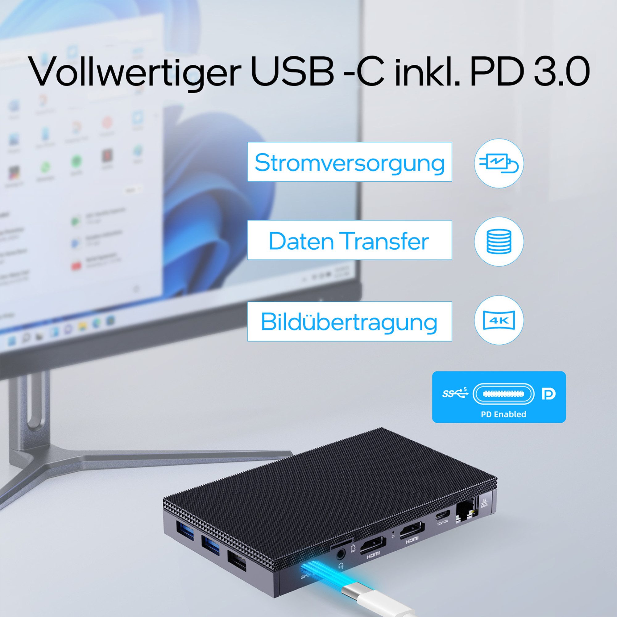 Orbsmart AW-16L Lüfterloser Computer für Büro & Home Office Mini-PC Mini-PC (Intel Twin Lake ...