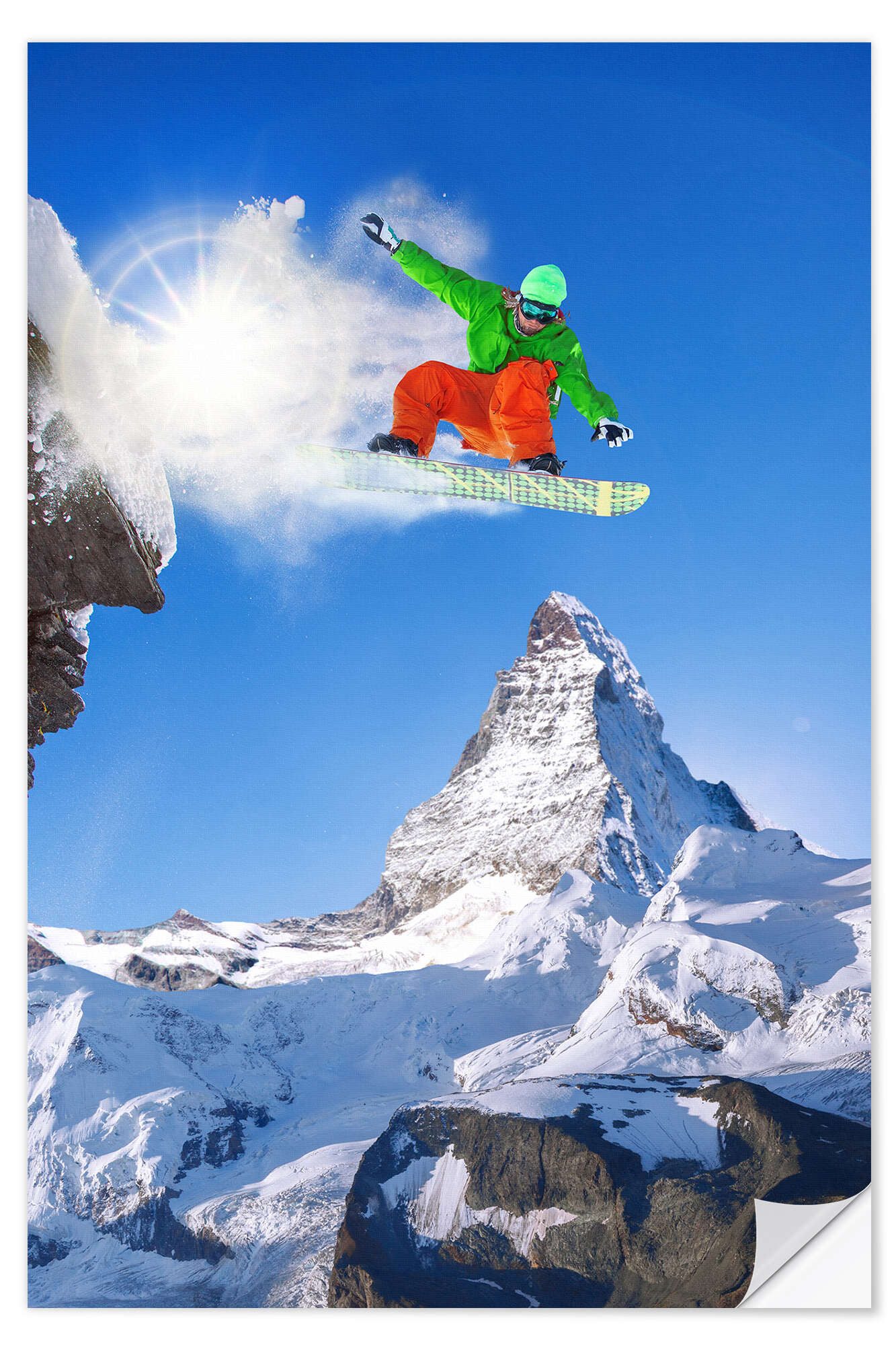 Posterlounge Wandfolie Editors Choice Snowboarder Vor Matterhorn
