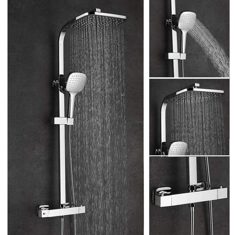 Xersek Duschsystem Duschsäule Mit Duschablage Thermostat Brausegarnitur