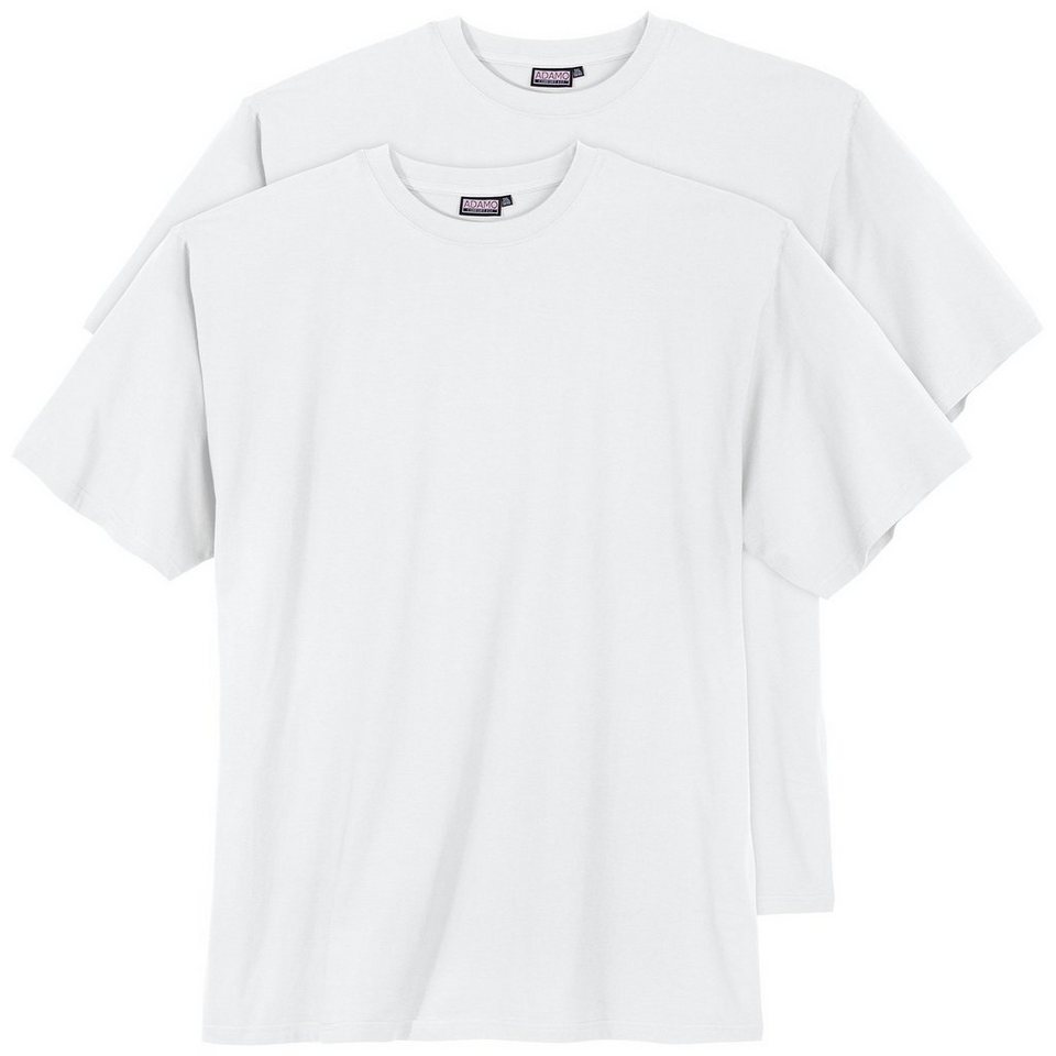 Adamo Rundhalsshirt Große Größen Herren Weiß T Shirt 2er Pack Adamo Fashion