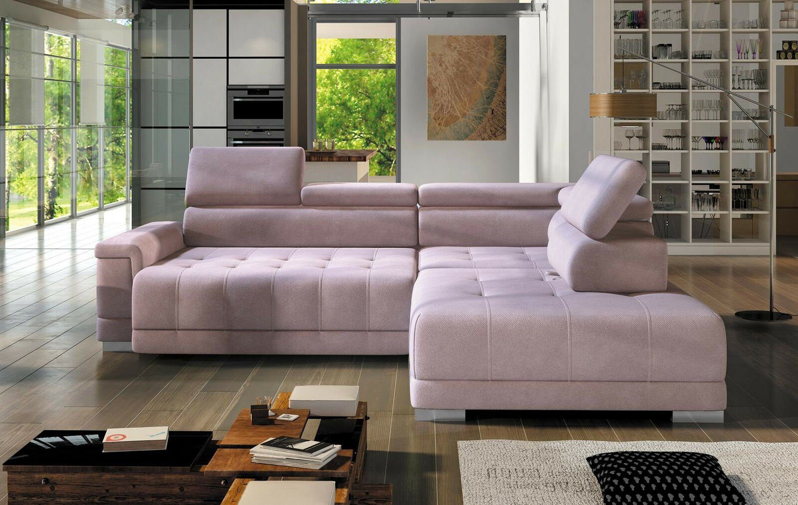 JVmoebel Ecksofa Ecksofa L Form Couch Wohnlandschaft Modern Design Pink ...