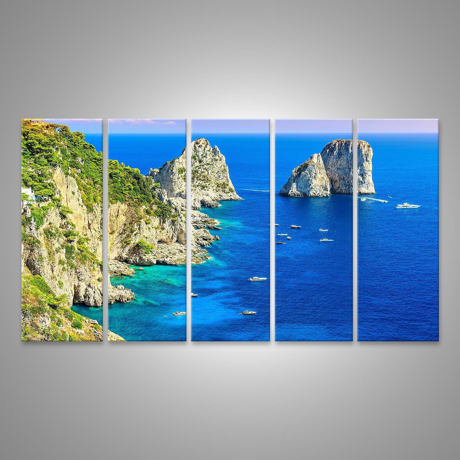 islandburner Leinwandbild Bild auf Leinwand Faraglioni Klippen Panorama Und Die Majestätische Ty