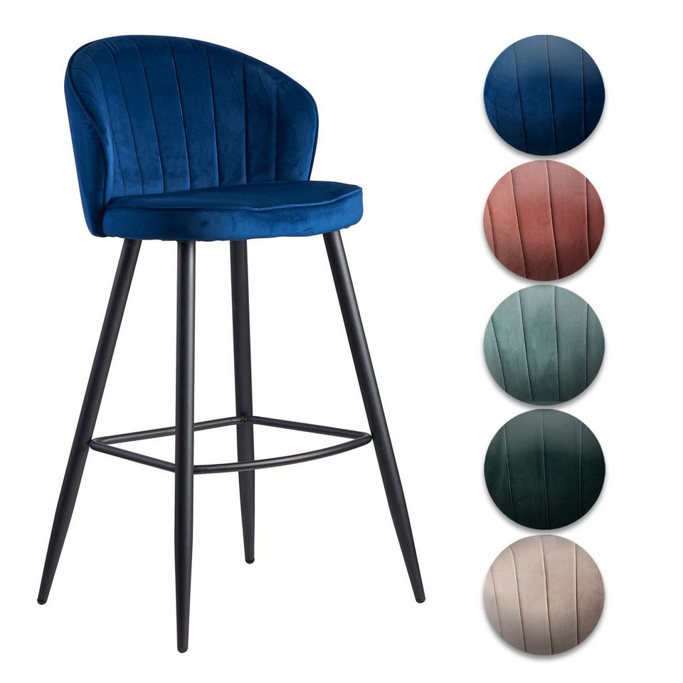 Finebuy Barhocker Fb24130 Samt Hellgrün Hocker Mit Lehne 56x1025x525