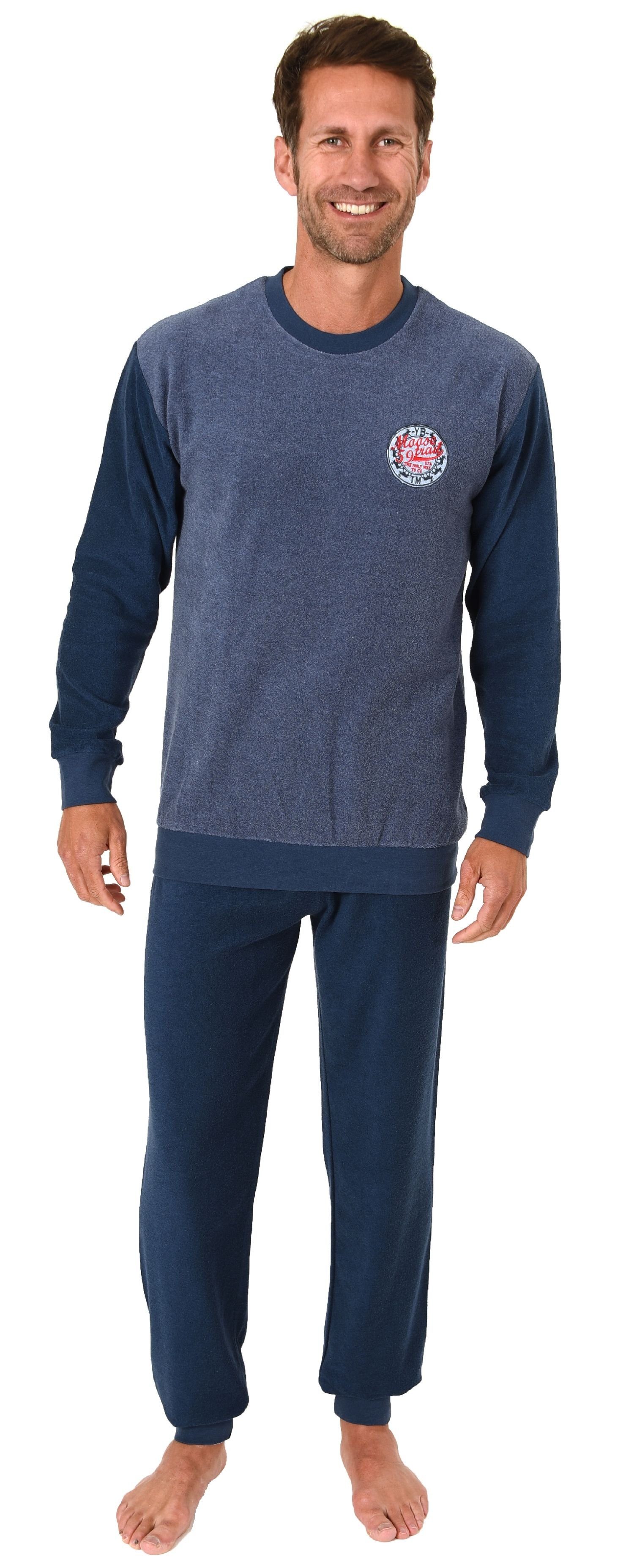 Normann Pyjama Langer Herren Frottee Pyjama Schlafanzug Mit Bündchen