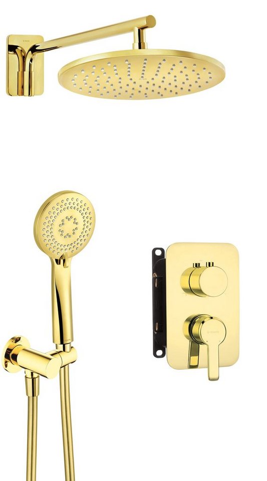 Trizeratop Unterputzarmatur Unterputz Duschset Rund Mit Mischbox Gold