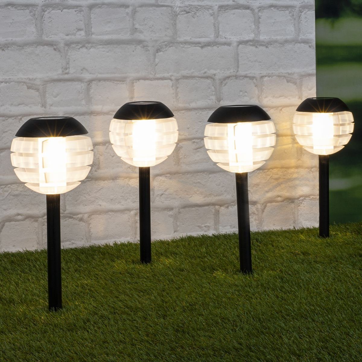 Gravidus LED Solarleuchte 4er Set Moderne LED Solarlampe mit Erdspieß ...