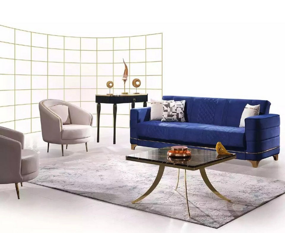 Jvmoebel Sofa Blaue Polstergarnitur Set 311 Sitzer Sofa Set 2 Teile