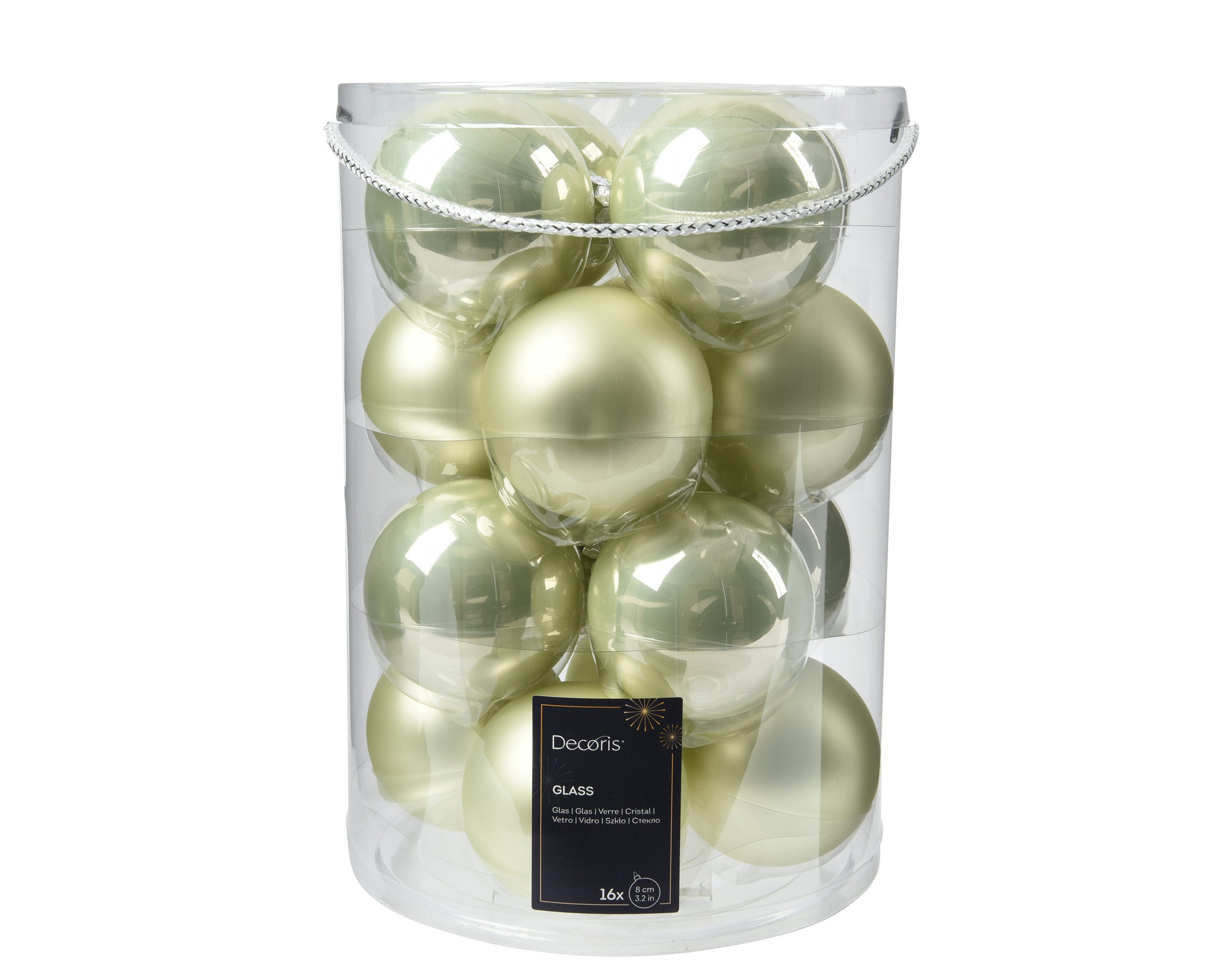 Kaemingk Weihnachtsbaumkugel, Weihnachtskugeln Glas 8cm 16 Stück - Hell Minze