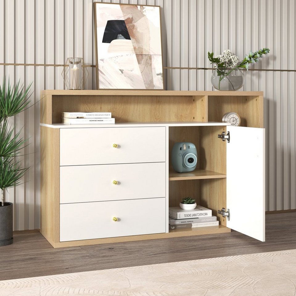 Redom Sideboard Beistellschrank Mit Geräumigem Stauraum Glasböden
