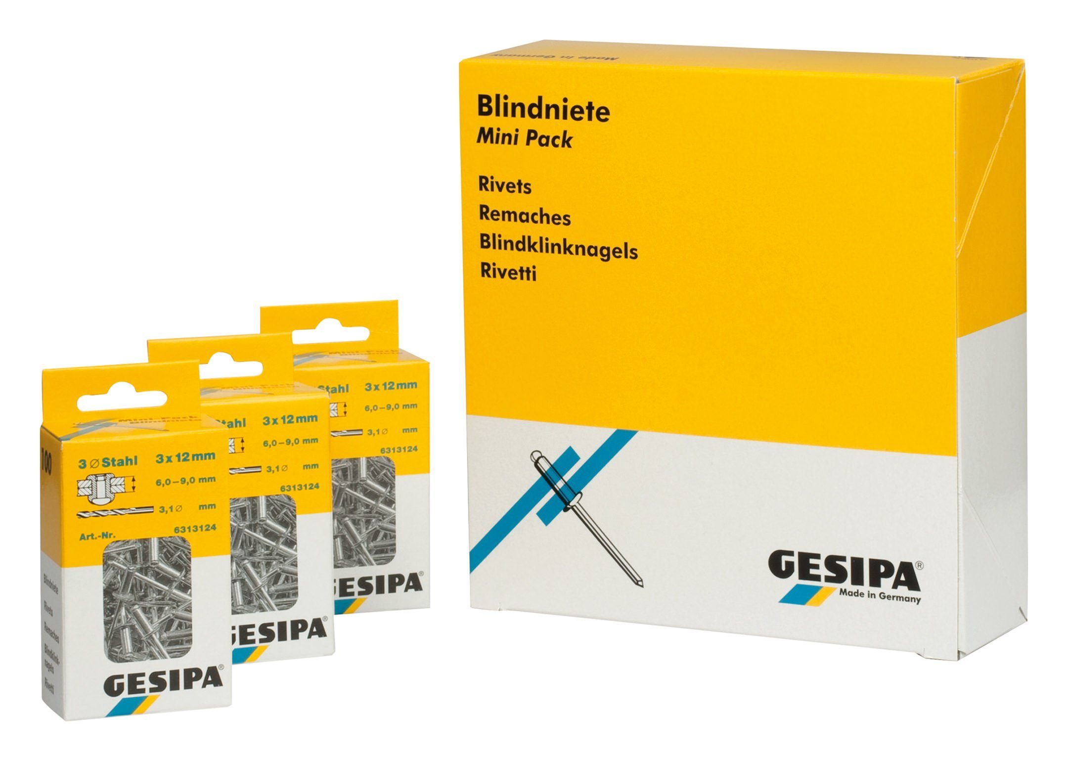 GESIPA Blindniete, (100 Stück), Mini-Pack Aluminium 4 x 6 mm a, Niete