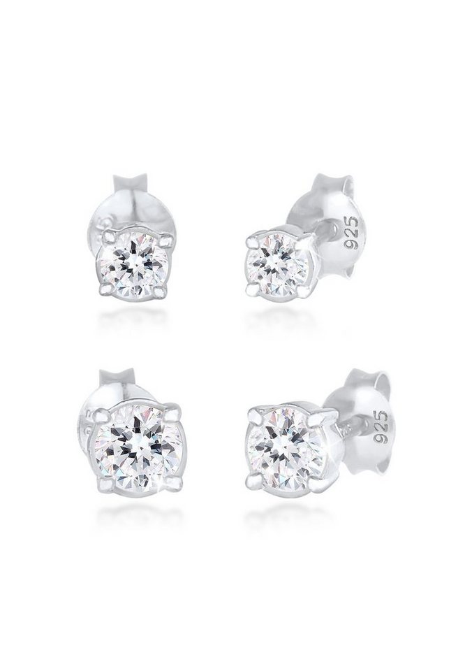 Elli Ohrring Set Paar Ohrstecker Rund Swarovski® Kristalle 4 Tlg