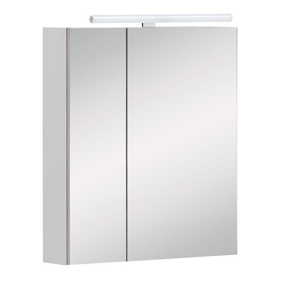 Lomadox Spiegelschrank Mesa 80 Weiß Matt Badschrank Led Aufsatzleuchte