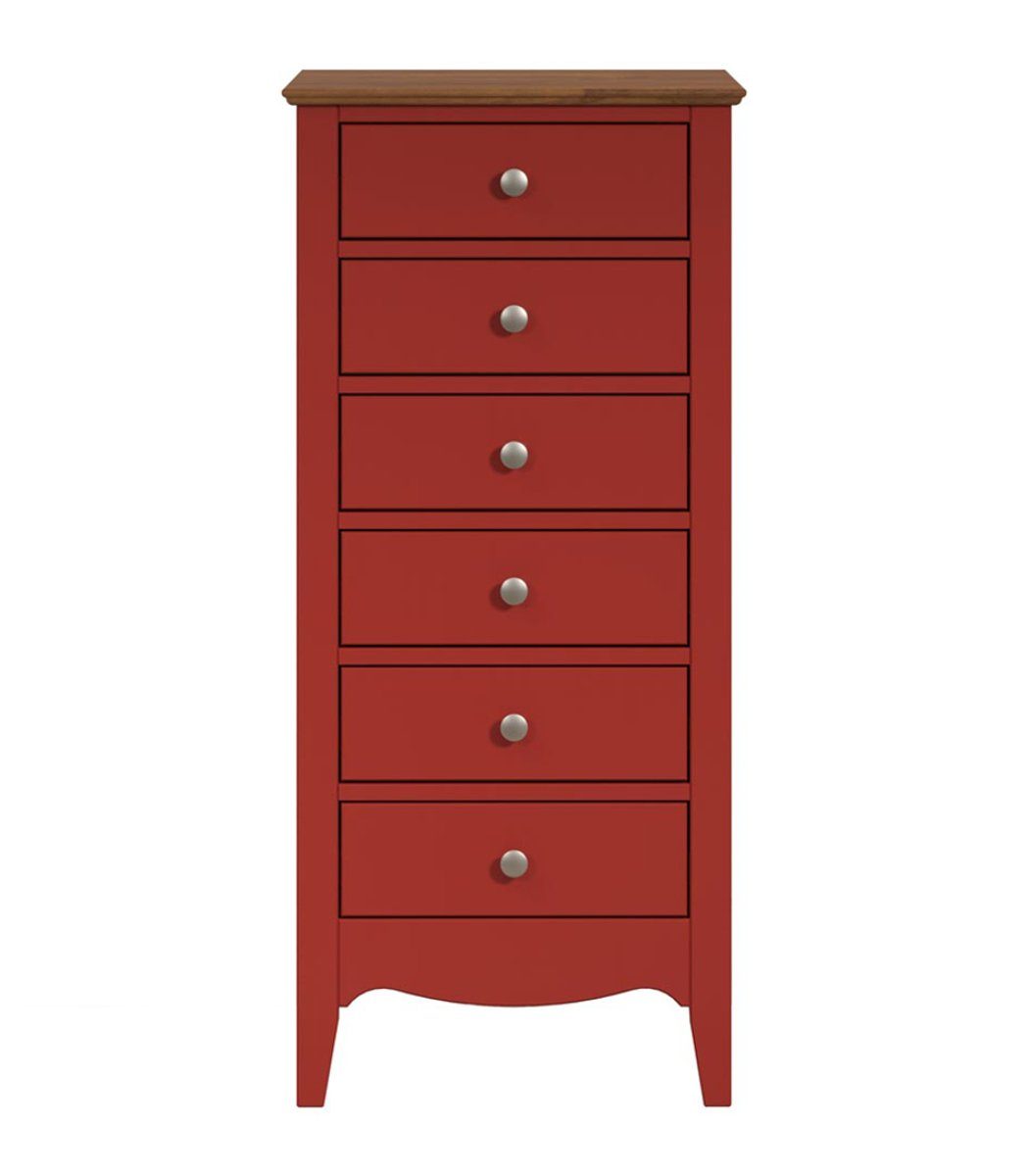 ebuy24 Kommode Lissabon Kommode 6 Schubladen rot,braun.