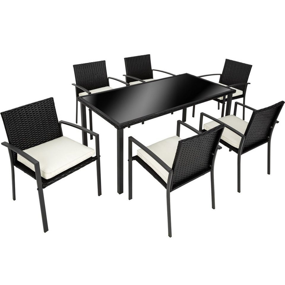 Tectake Essgruppe Rattan Sitzgruppe Jennifer 61 7 Tlg Set Aus