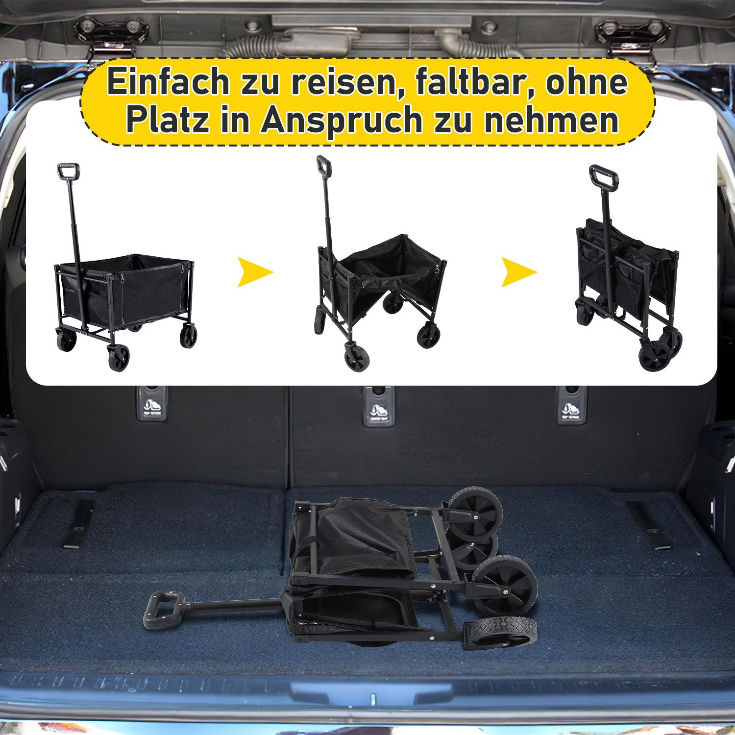 Clanmacy Bollerwagen Faltbar Gartenwagen Handwagen Strandwagen Klappbar ...