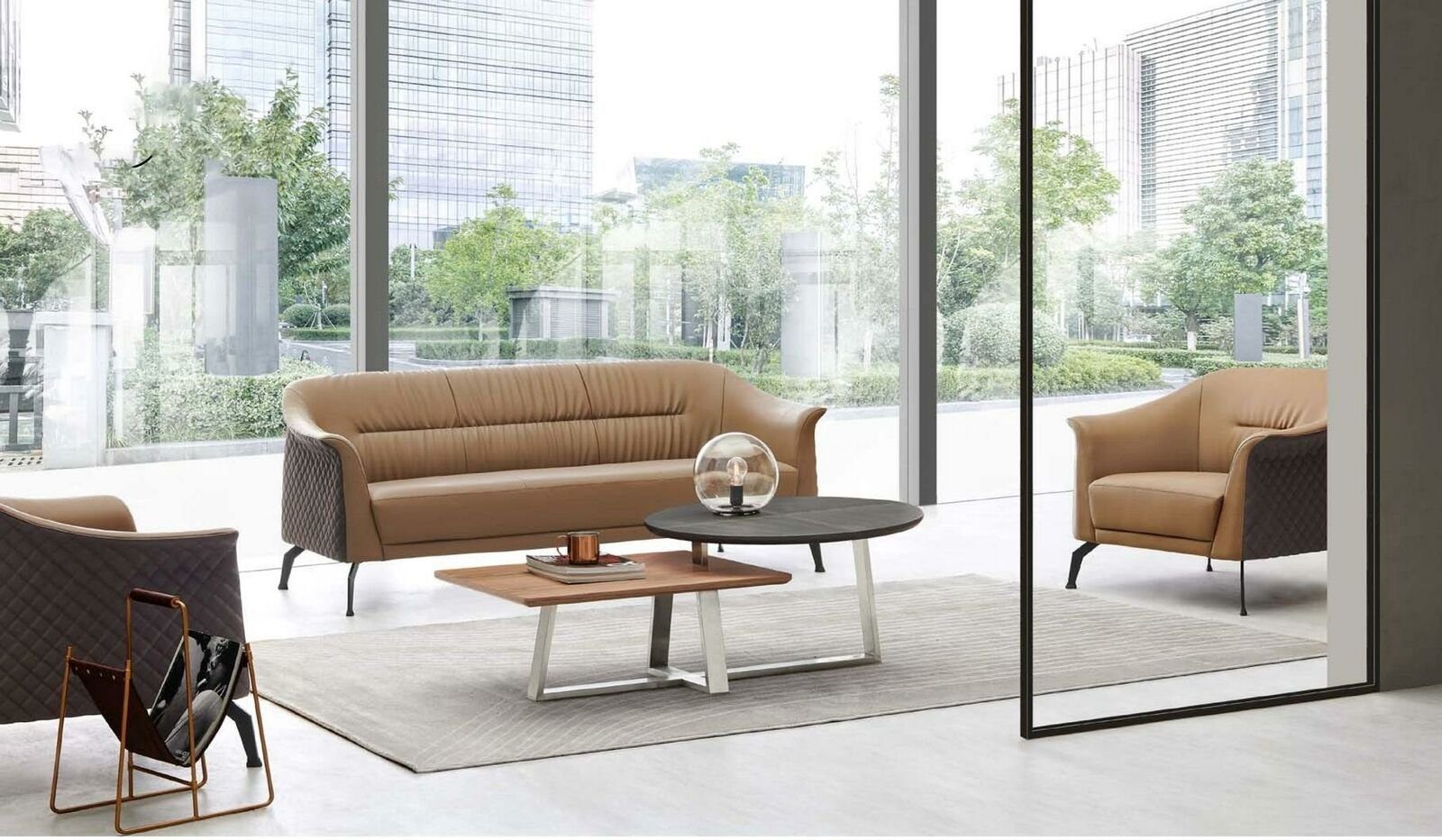 JVmoebel Sofa, Design Sitz Gruppe Garnitur Leder Neu Büro Einrichtung ...