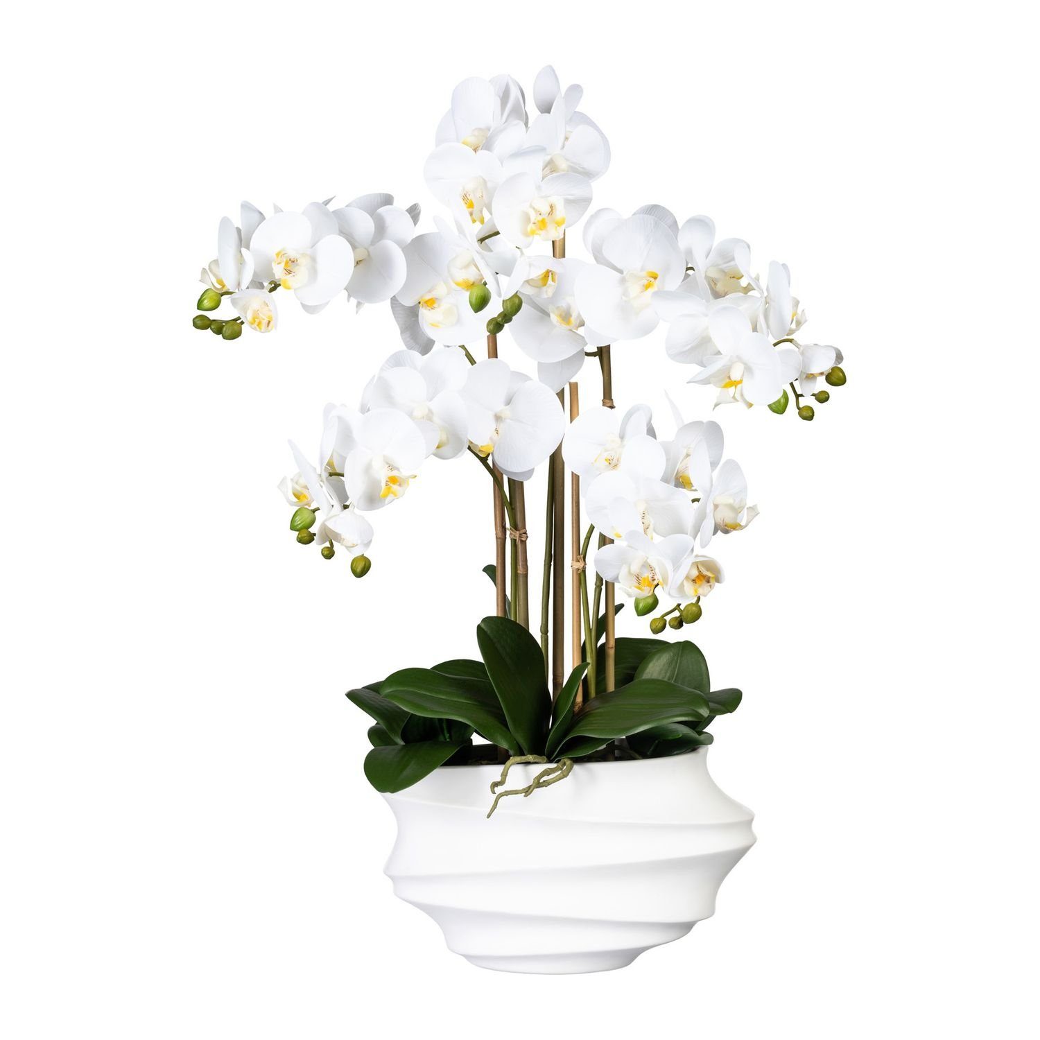 Kunstpflanze Künstliche Orchidee Weiß 75cm In Kunststoffvase Fuchs