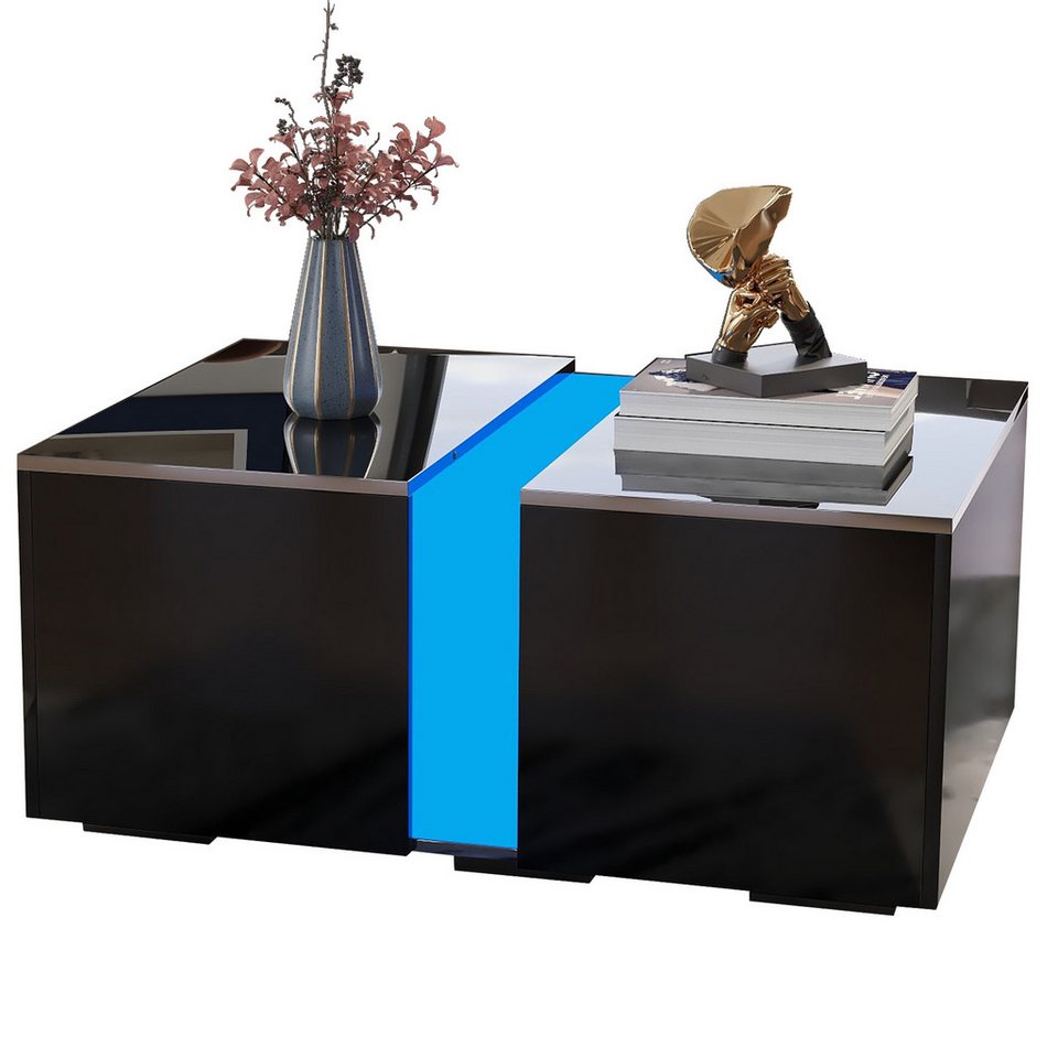 Merax Couchtisch Mit Barfunktion Beistelltisch Hochglanz Mit Led