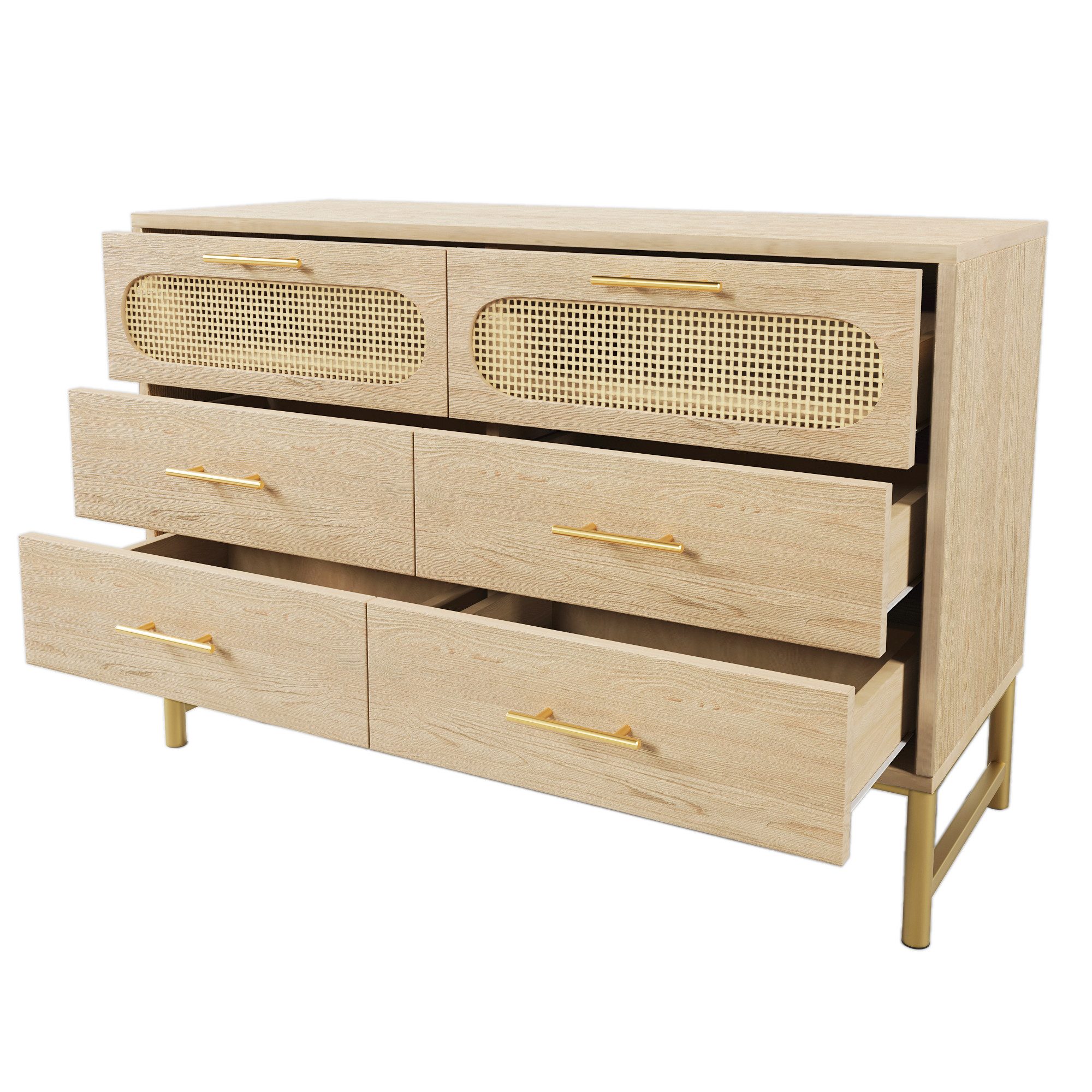 Rutaqian Sideboard Rattan Kommode Sideboardkippschutz 120 X 40 X 74