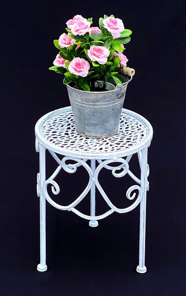 Dandibo Blumenhocker Weiß Metall Rund Ø 25 Cm Blumenständer 96133 M