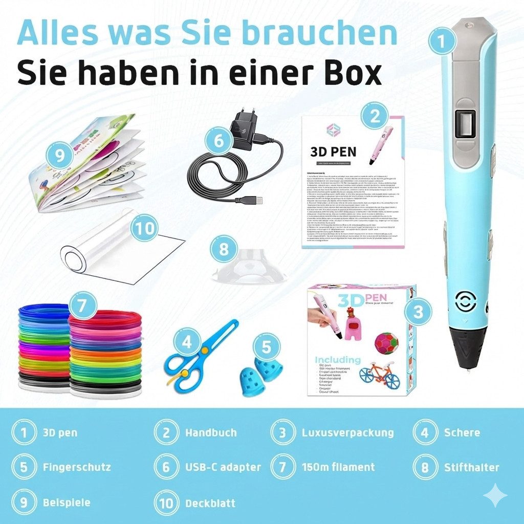 LOFTY 3D-Drucker-Stift 3D Stift, Der 3D Stift, 3D Stift Set, Mit 12 ...