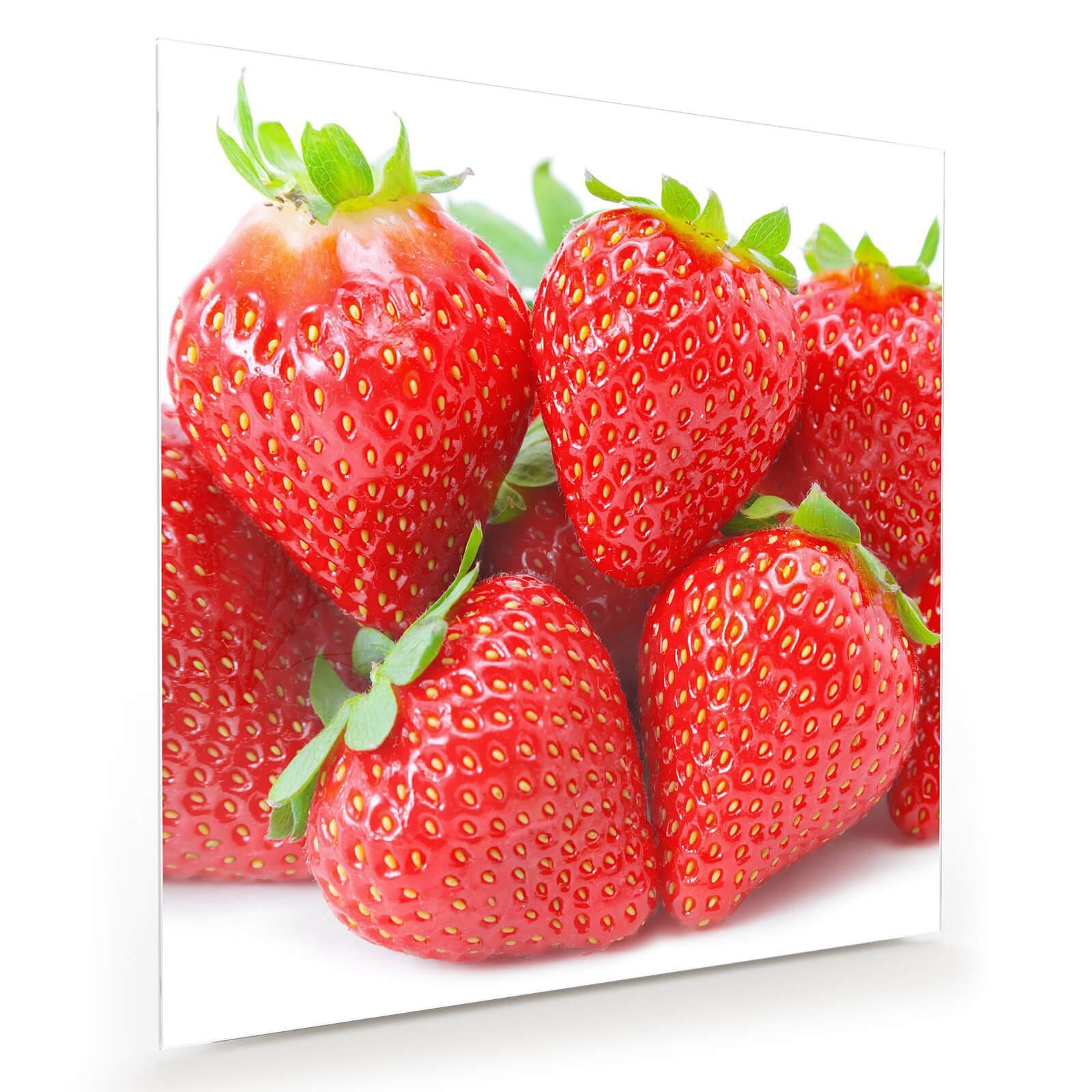 Primedeco Glasbild Wandbild Quadratisch Erdbeeren Frisch Mit Aufhängung