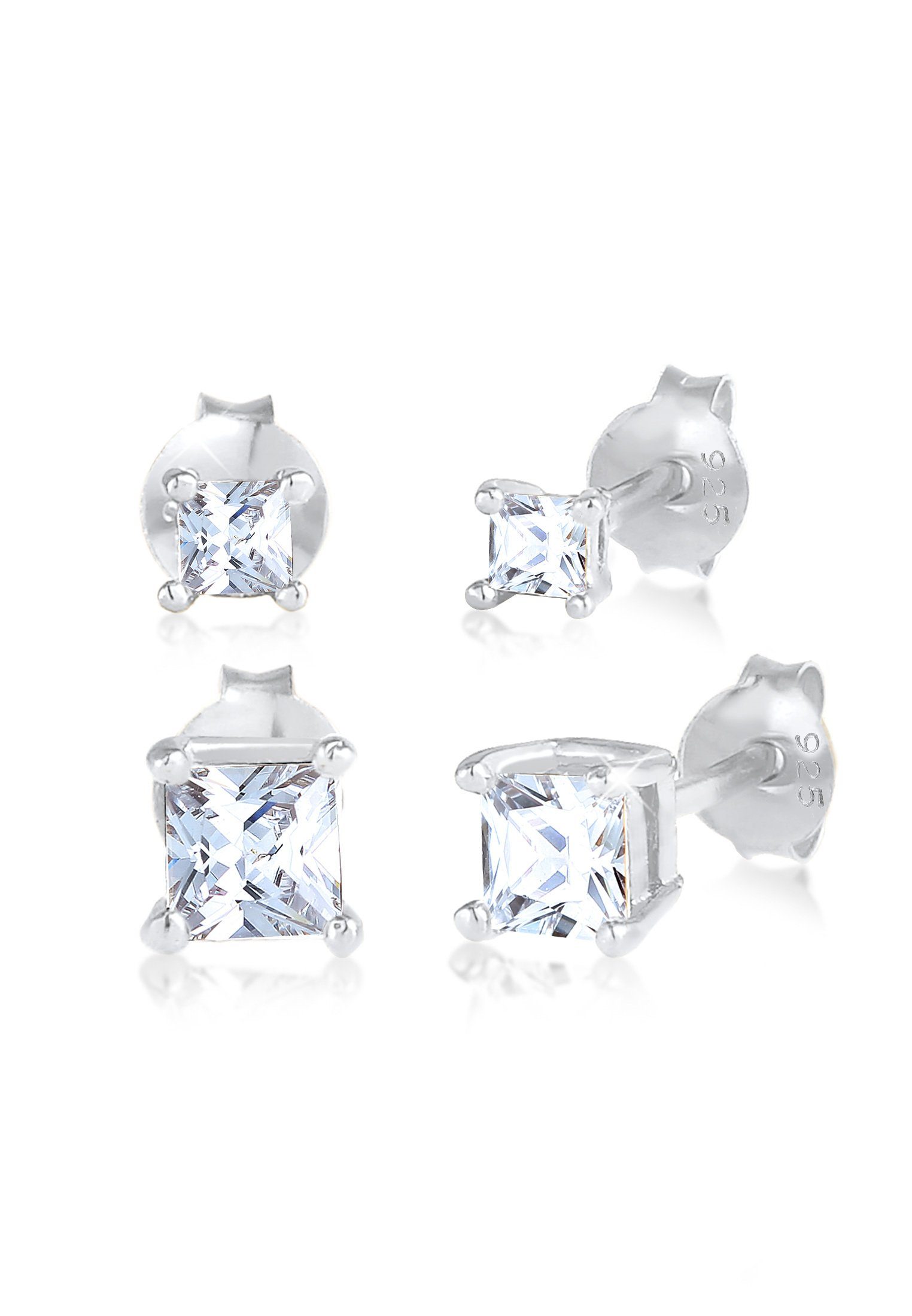 Elli Ohrring Set Zirkonia Viereck Basic 2 Tlg 925 Silber