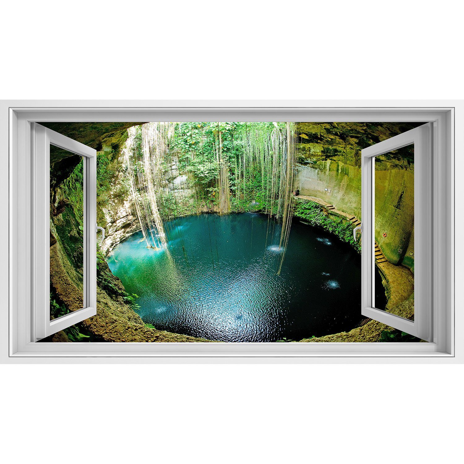 islandburner Leinwandbild Fensterblick Ikkil Cenote Chichen Itza Mexiko Sagenhafter Effekt Wandb