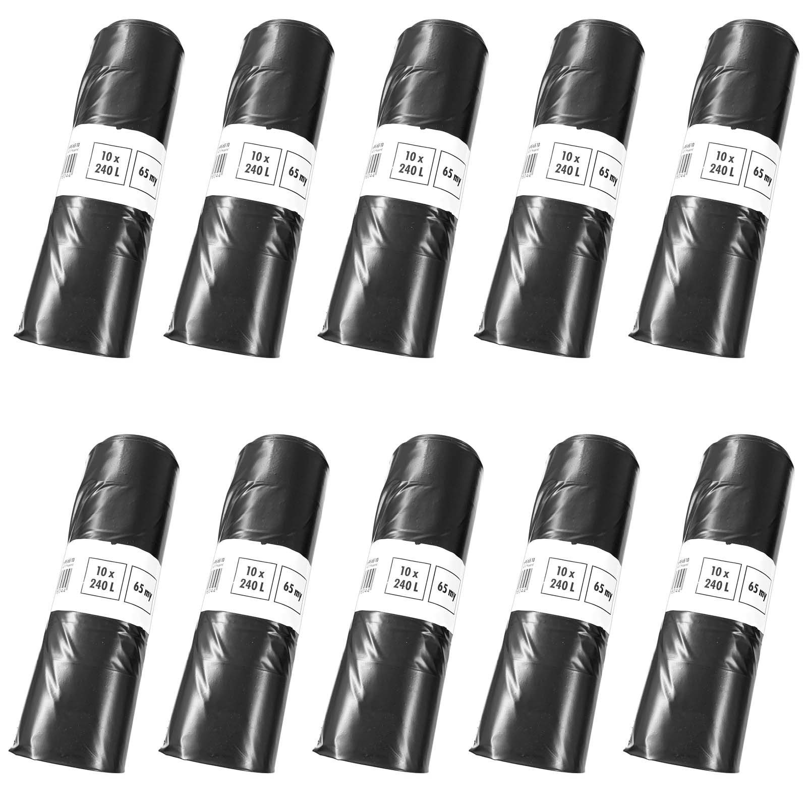HAC24 Müllbeutel 10 Rollen Müllbeutel 240l Schwarz Abfalltüte Abfallsack LDPE Müllsack, Extra ...