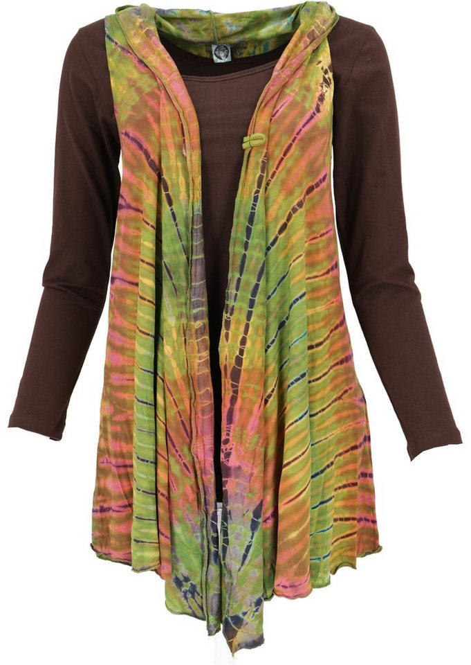 Guru Shop Longbluse Unikat Batiktunika Boho Cardigan Tunika Boho
