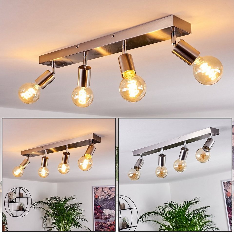 Hofstein Deckenleuchte Seano Deckenlampe Aus Metall In Nickel Matt