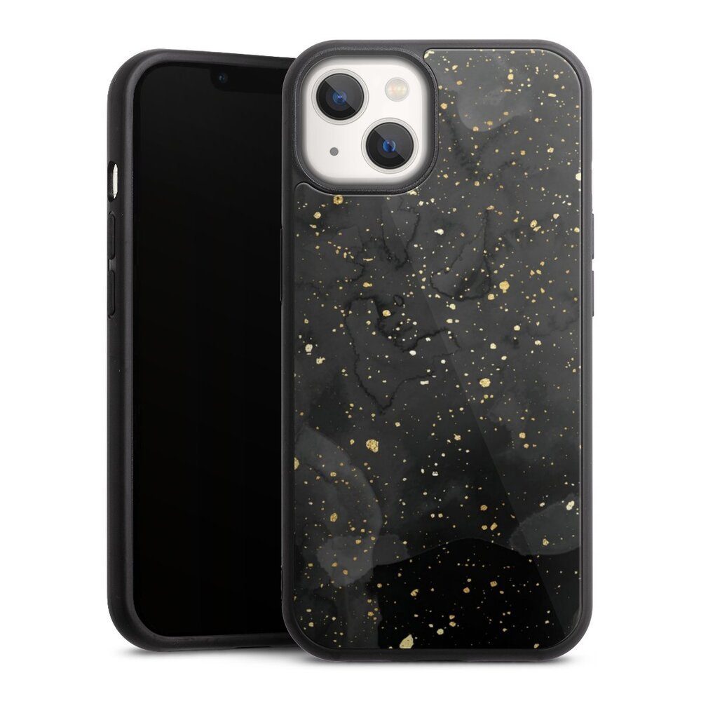 Deindesign Handyhülle Marmor Glitzer Look Gold And Kupfer Marble Black