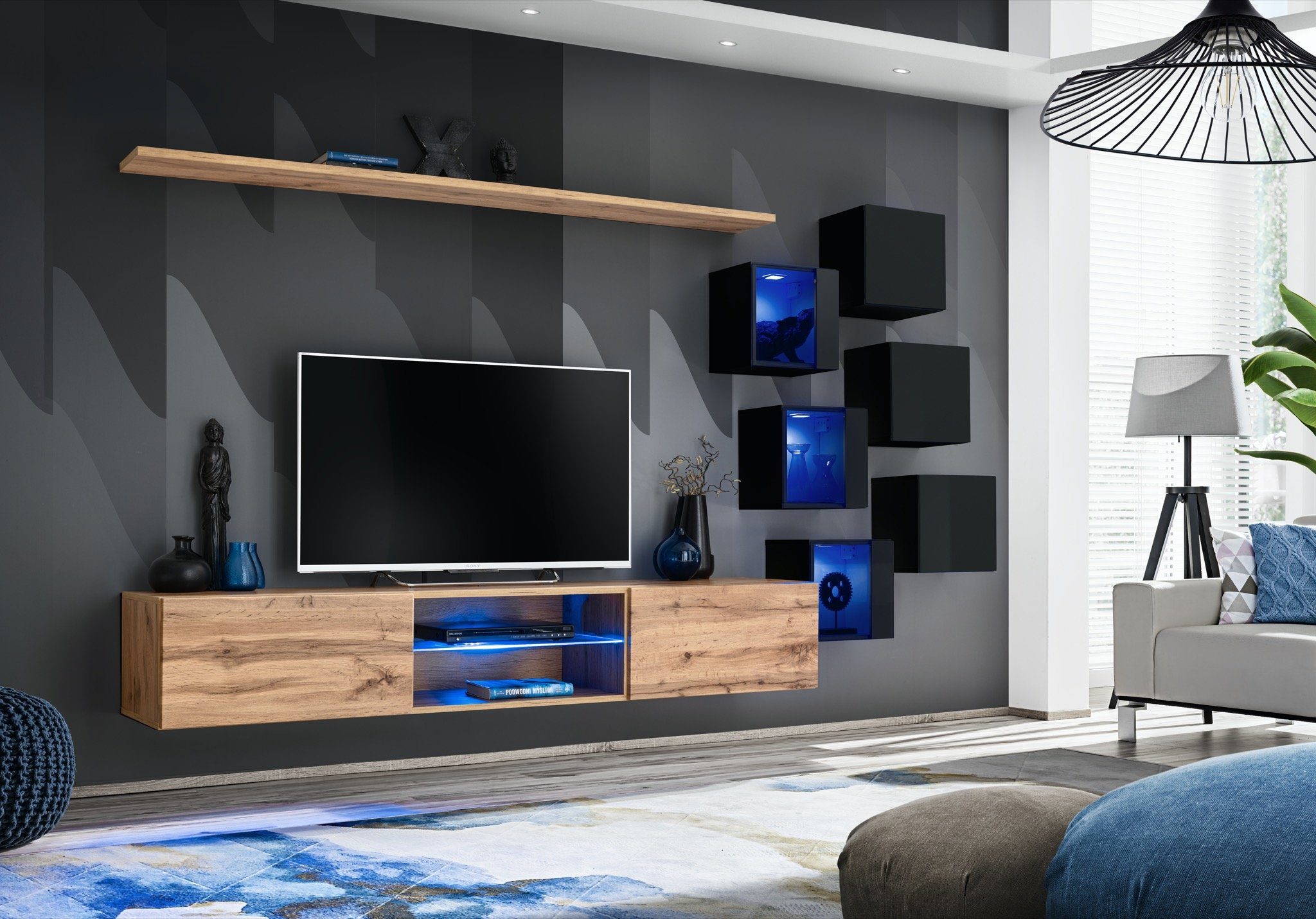 Jvmoebel Wohnwand Luxus Wohnwand Wandregal Wand Schrank Tv Ständer