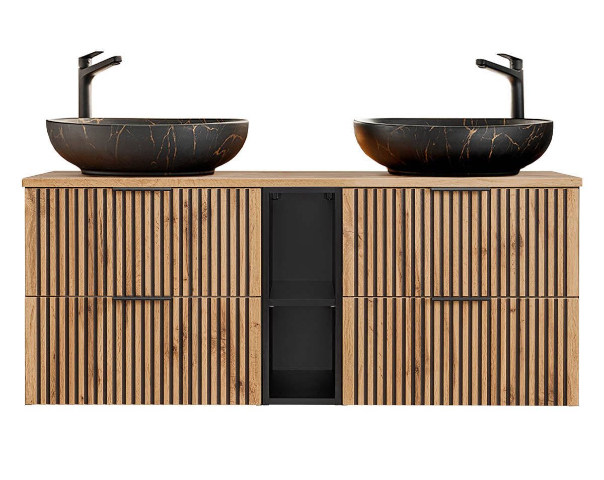 Einfachgutemoebel Waschtisch Set Doppel Waschplatz Tribune 140cm 2x