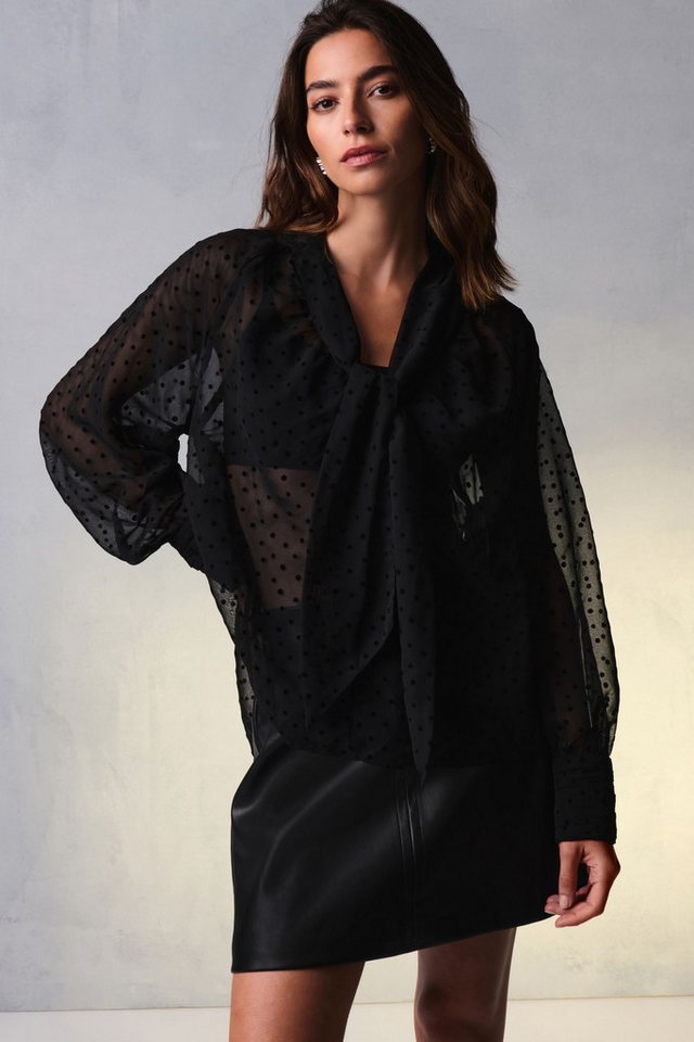 Next Langarmbluse Langärmelige Bluse Mit Bindeausschnitt 1 Tlg
