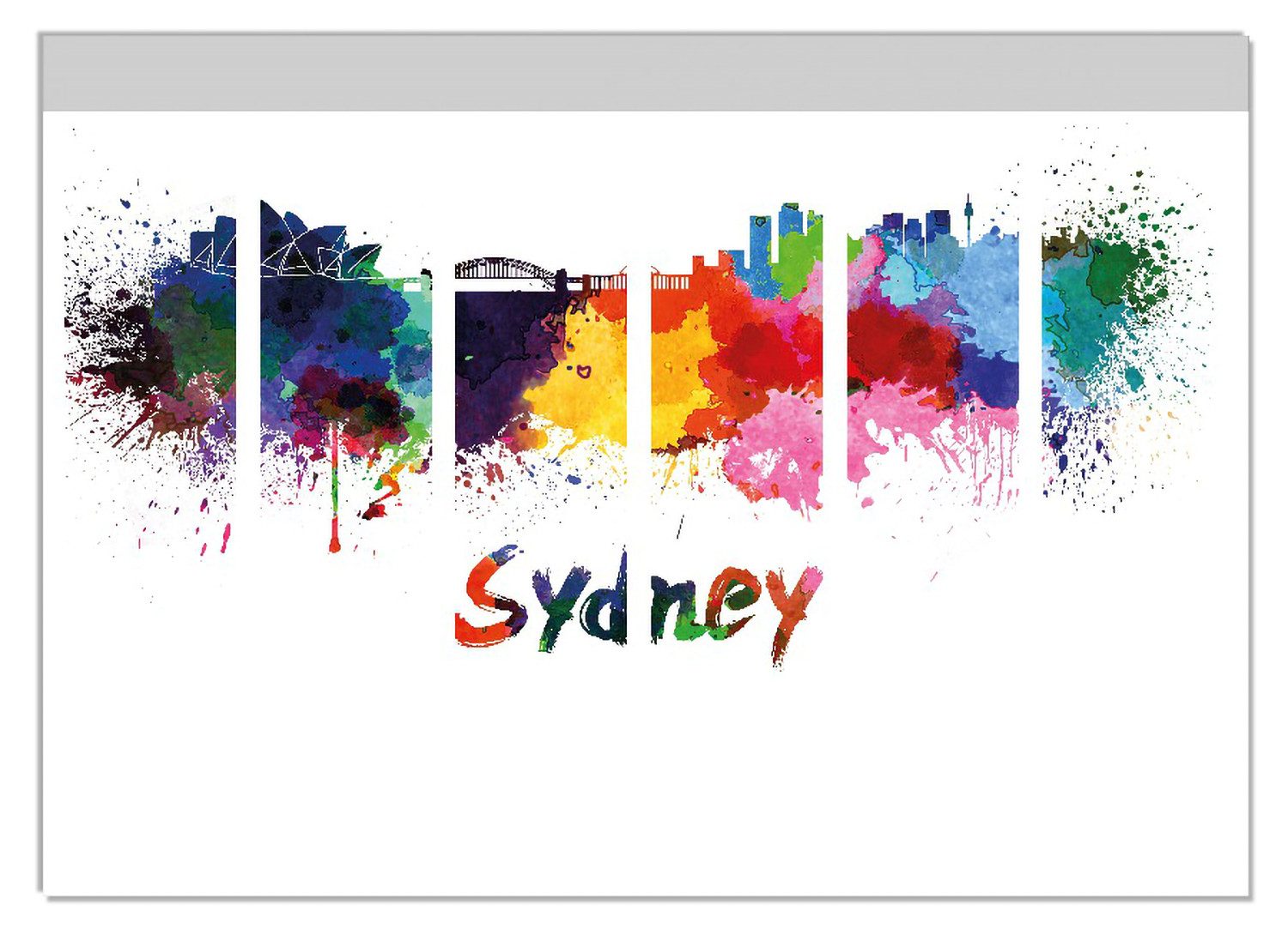 Wallario Etiketten Städte Als Aquarell Skyline Von Sydney