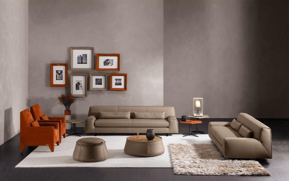 Jvmoebel Wohnzimmer Set Sofagarnitur Couch Polster Ledersofa Prianera