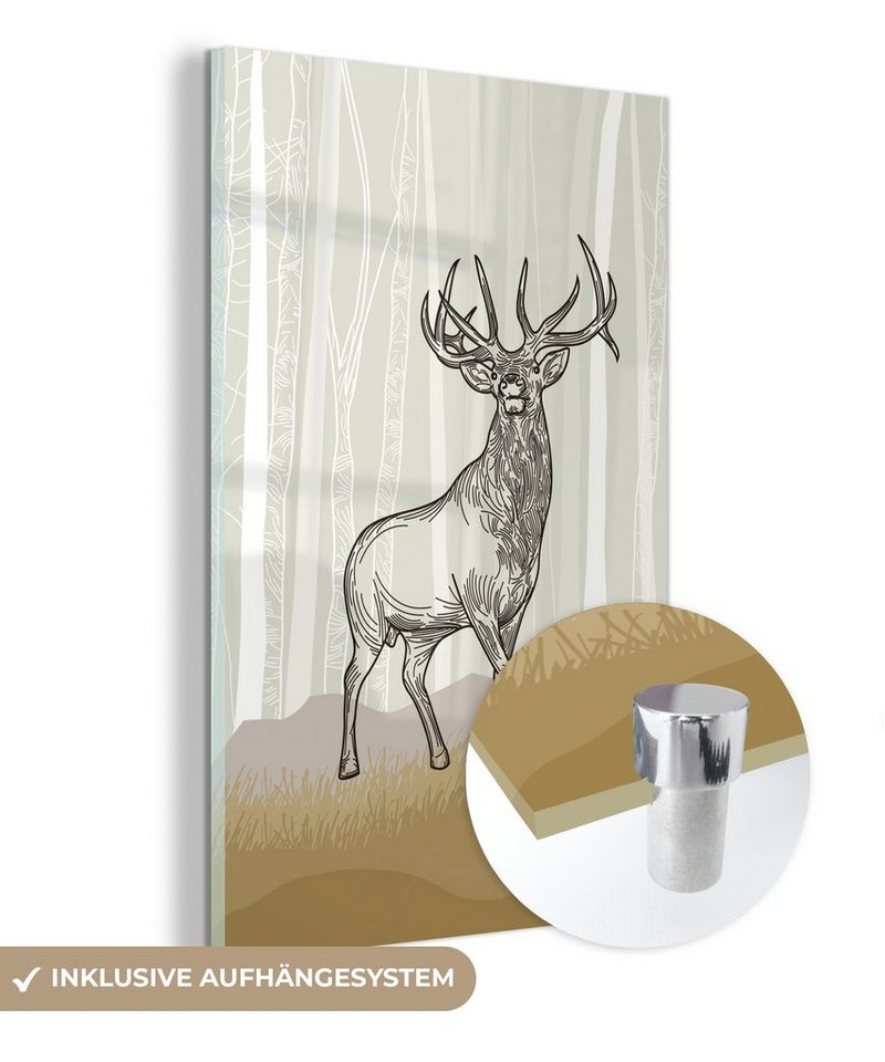 Muchowow Acrylglasbild Eine Illustration Eines Hirsches Mit Großem