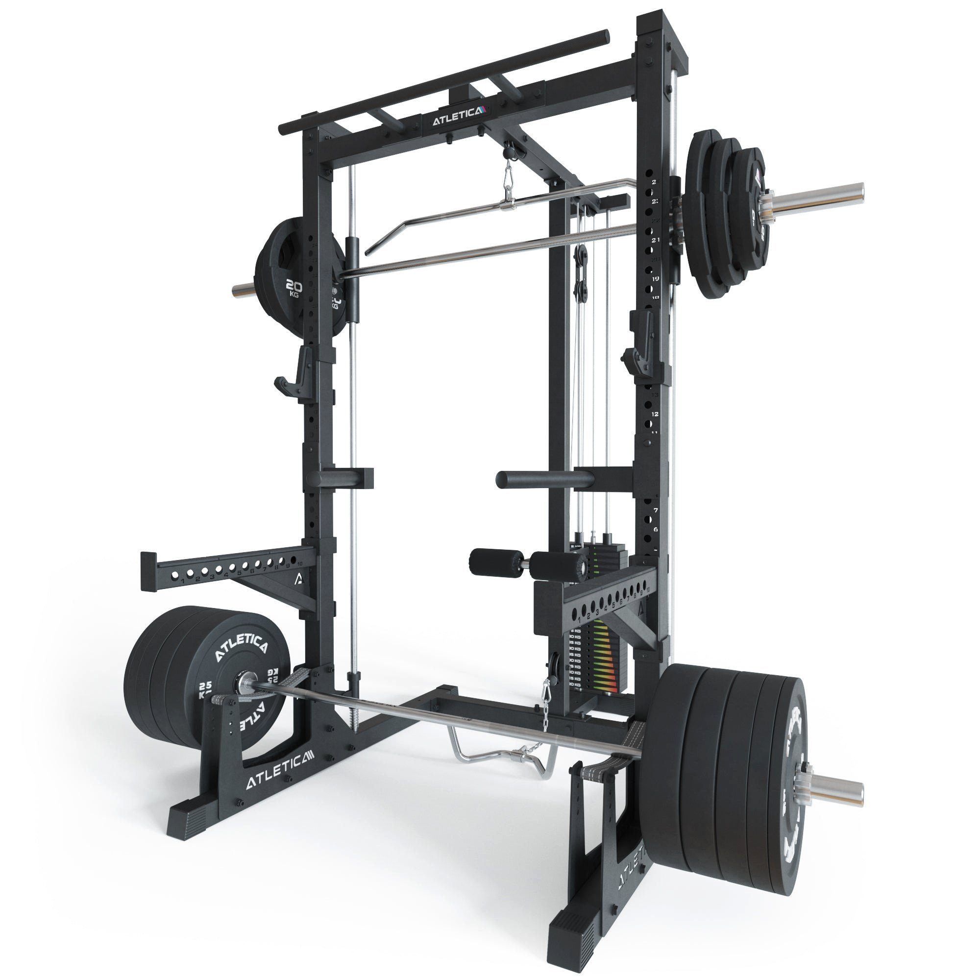 ATLETICA Power Rack, Deadlift Station mit Safety Straps für olympische ...