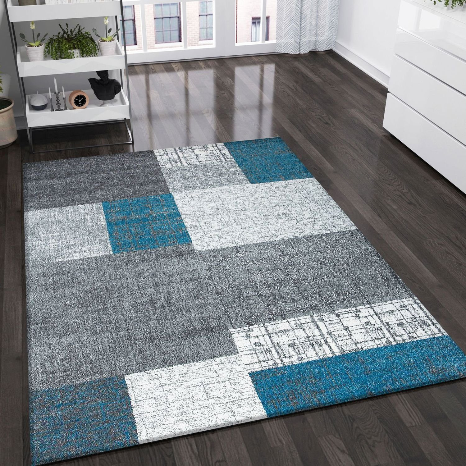 Teppich Designer Moderner Wohnzimmer Teppich In Türkis Grau Und Weiß