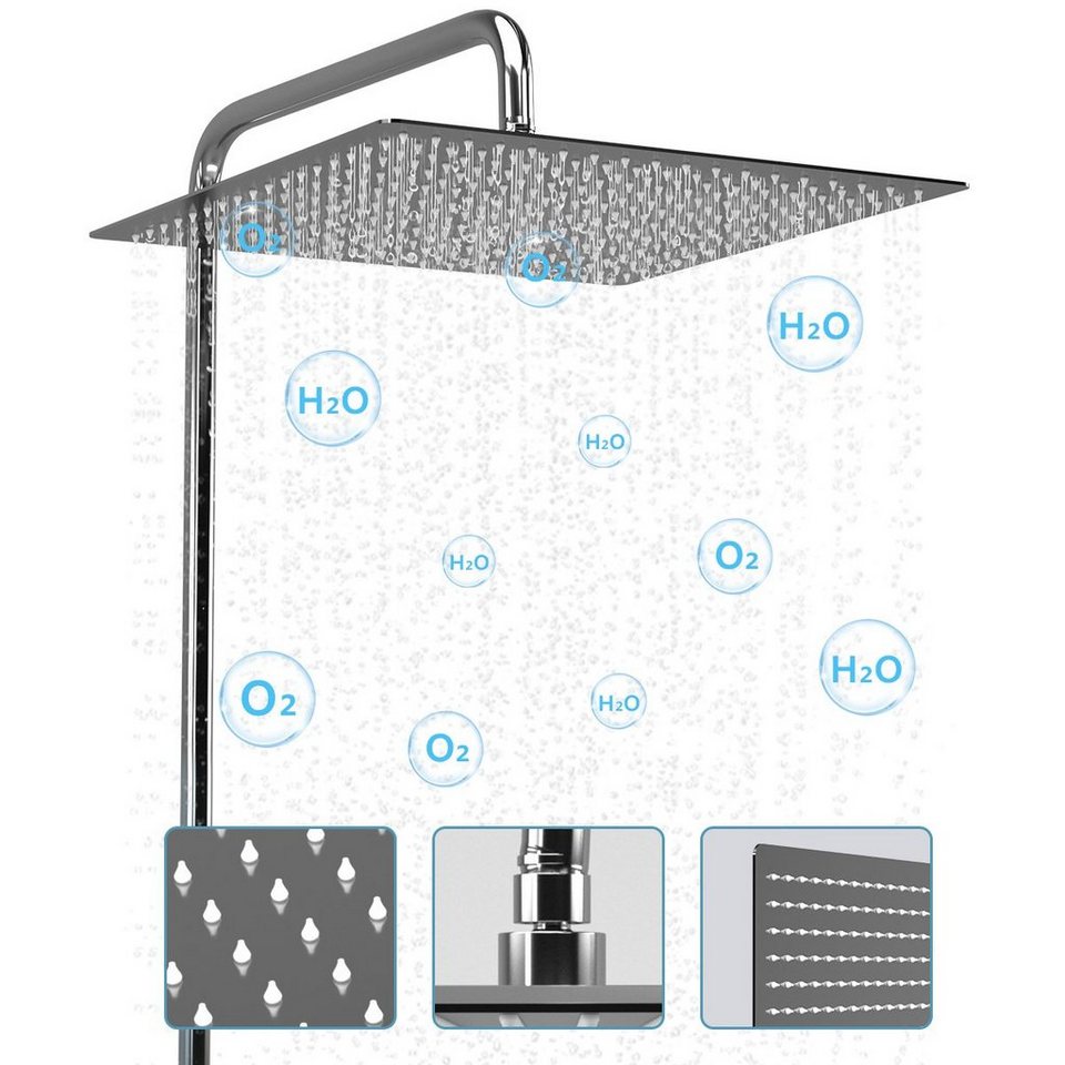 Mulisoft Regenduschkopf Regendusche Duschkopf 304 Edelstahl Wasserfall