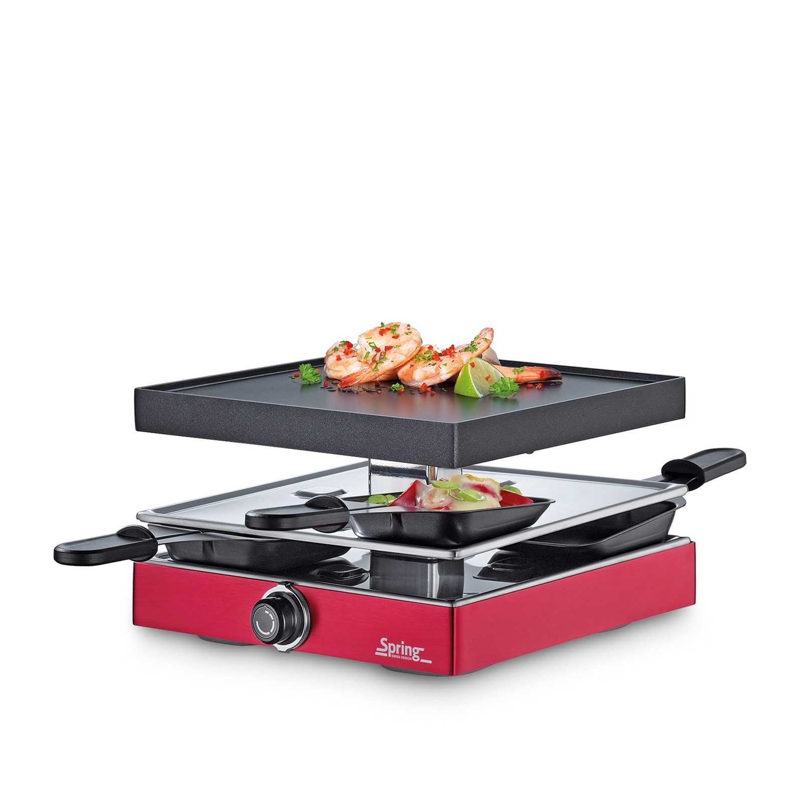 Spring Raclette Raclette 4 mit Alugrillplatte Classic, Elektrogrill Grillplatt, Raclette-Grill