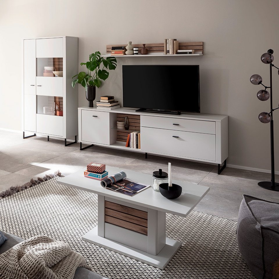 Lomadox Wohnzimmer Set Laureana 05 Mega Spar Set 4 St Vitrine