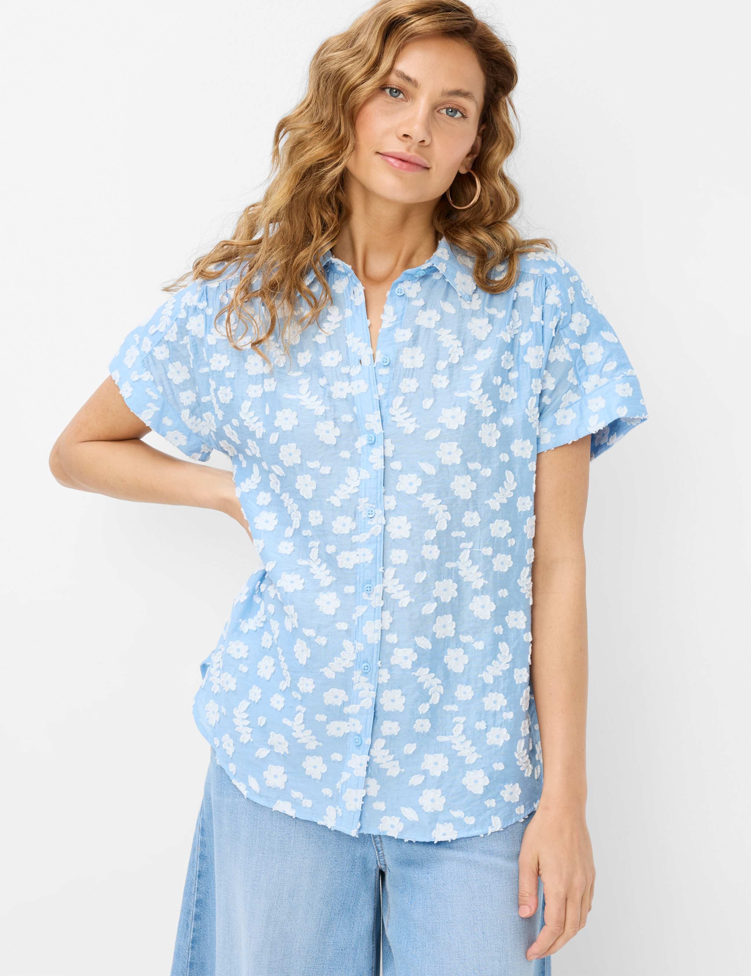 Brax Kurzarmbluse Style VIV, Leichte Bluse in sommerlichen Farben