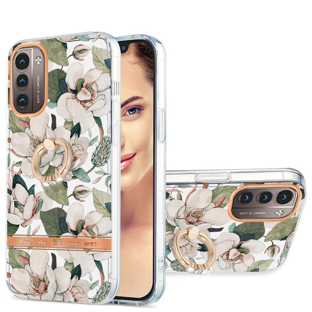 Wigento Handyhülle Für Nokia G21 G11 Silikon Case Tpu Mit Ring Flower