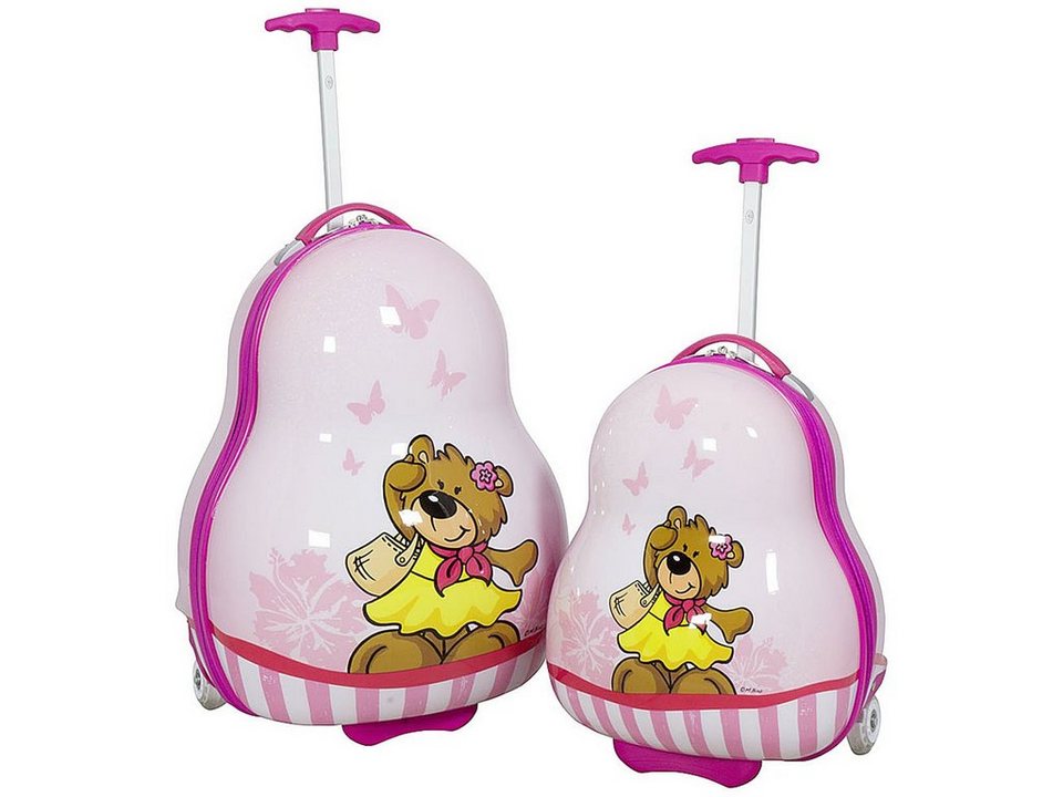 Monopol® Hartschalen Trolley Kindertrolley Mit Led Licht Rollen Teddy
