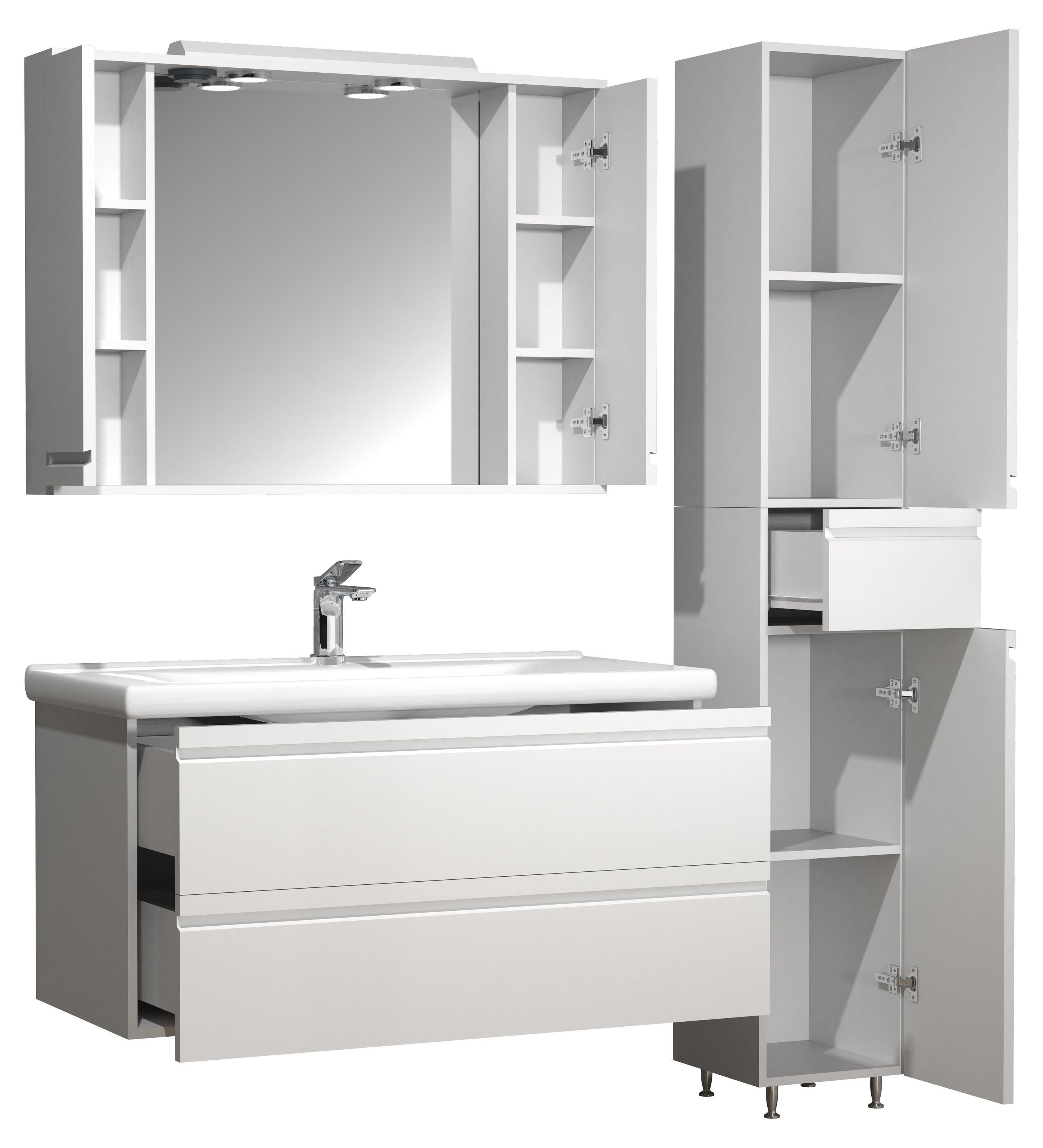 VCM Waschtisch 4-tlg. Waschplatz Waschtisch Schubladen Silora XL (4-St)