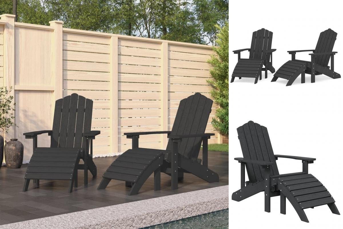 Vidaxl Gartenstuhl Adirondack Gartenstühle 2 Stk Mit Hockern Hdpe Weiß